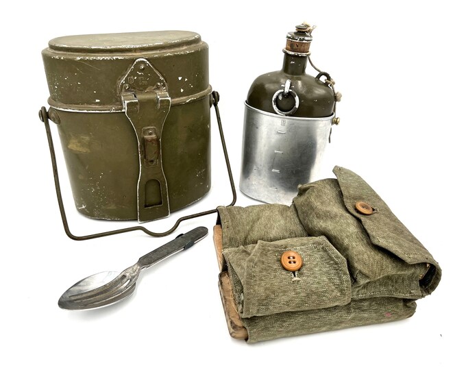 SWISS ARMY 1938 Mess Kit Food Canister With Drink Flask and Cutlery - Etsy