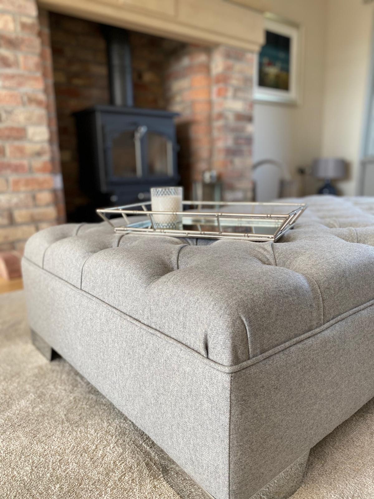 Large Buttoned Footstool / Coffee Table made to Order Bespoke / Custom ...