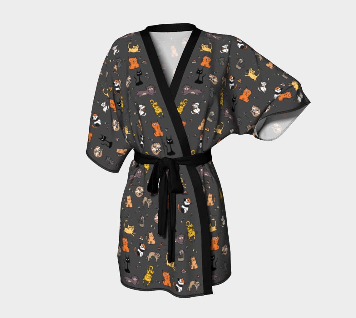 Cat Pattern Kimono Robe - Etsy