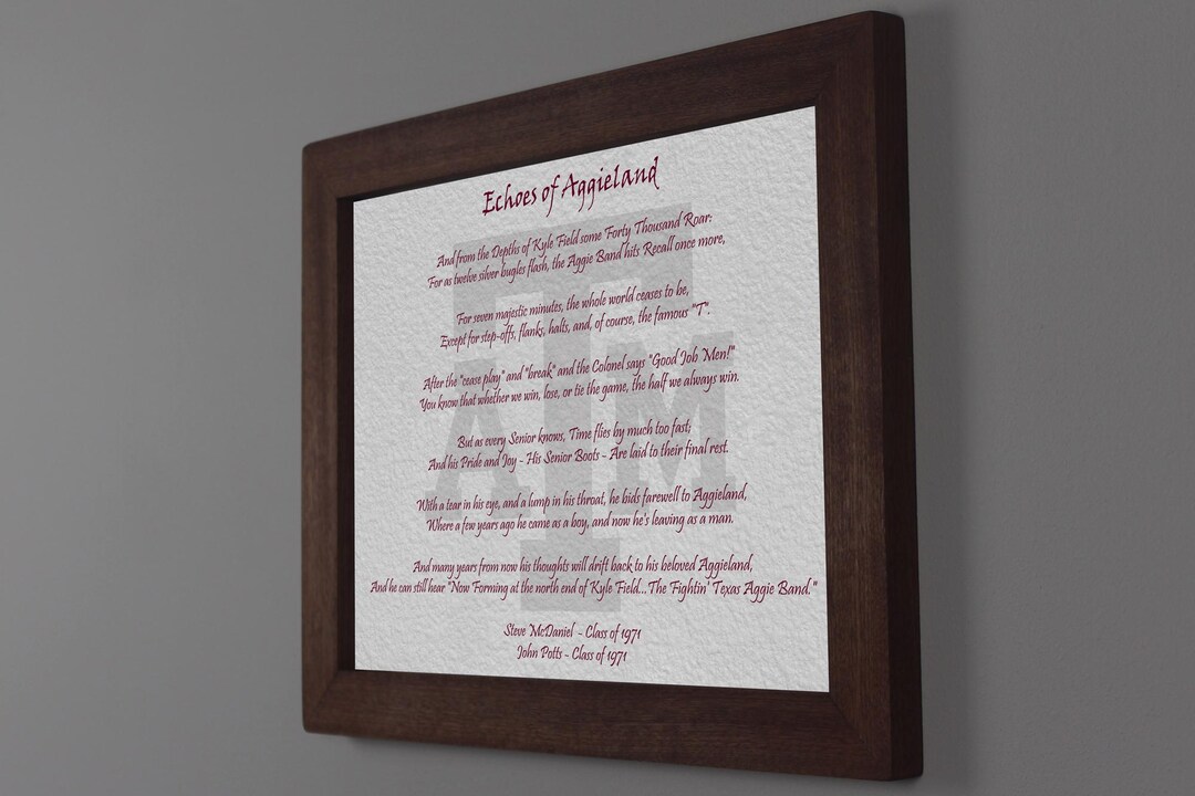 Texas Aggie - Echoes of Aggieland -handcrafted Mahogany Frame - Texas A ...