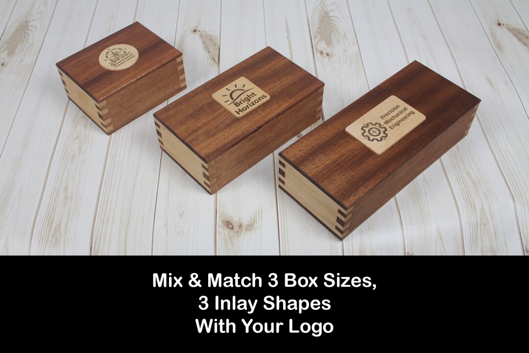 Logo Engraved Box Your Logo Engraved on Maple Inlay Elegant Mahogany ...