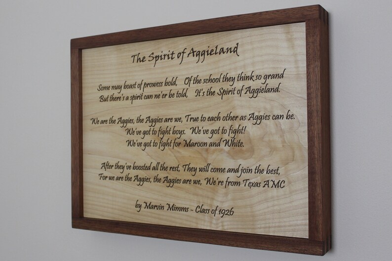 Texas Aggie the Spirit of Aggieland Laser Engraved on Maple With ...