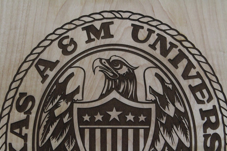 Texas Aggie Ring Seal Laser Engraved on Maple With Mahogany Frame - Etsy