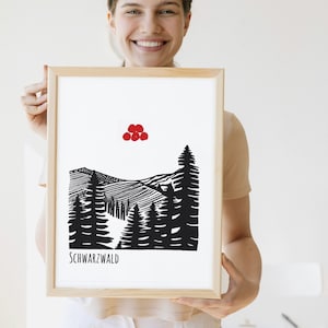 Schwarzwald Bild Bollenhut KUNSTDRUCK Schwarzwald Deko Schwarzwald ...