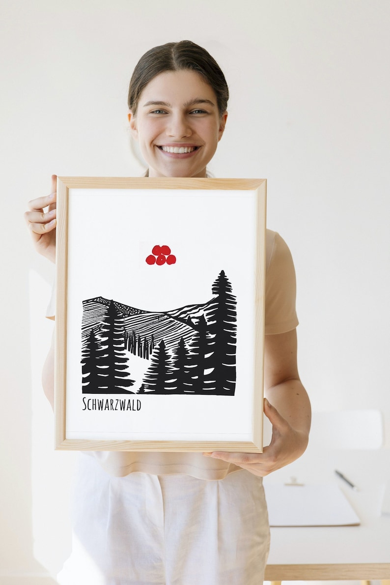 Schwarzwald Bild Bollenhut KUNSTDRUCK Schwarzwald Deko Schwarzwald ...