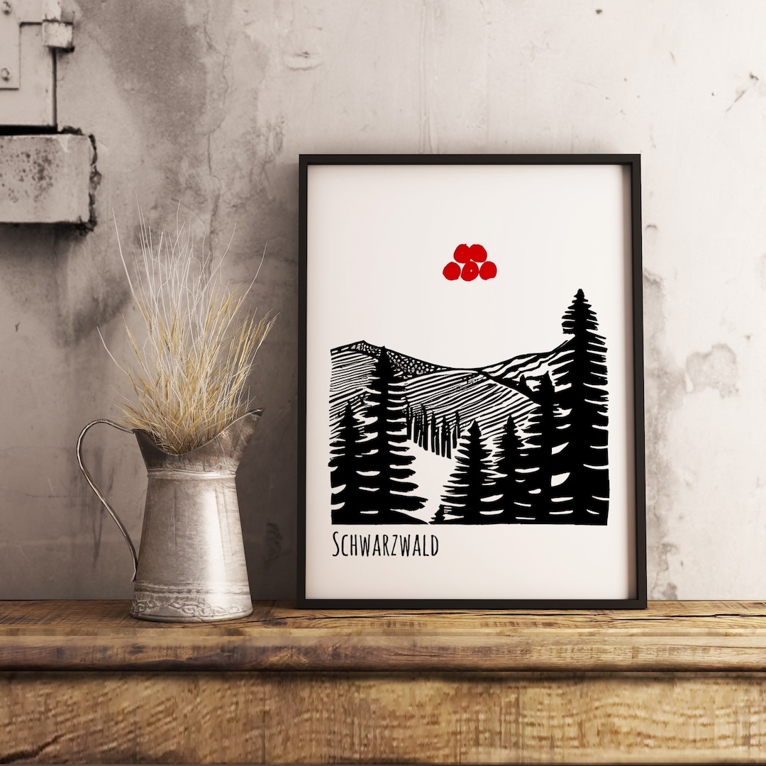 Schwarzwald Bild Bollenhut KUNSTDRUCK Schwarzwald Deko Schwarzwald ...