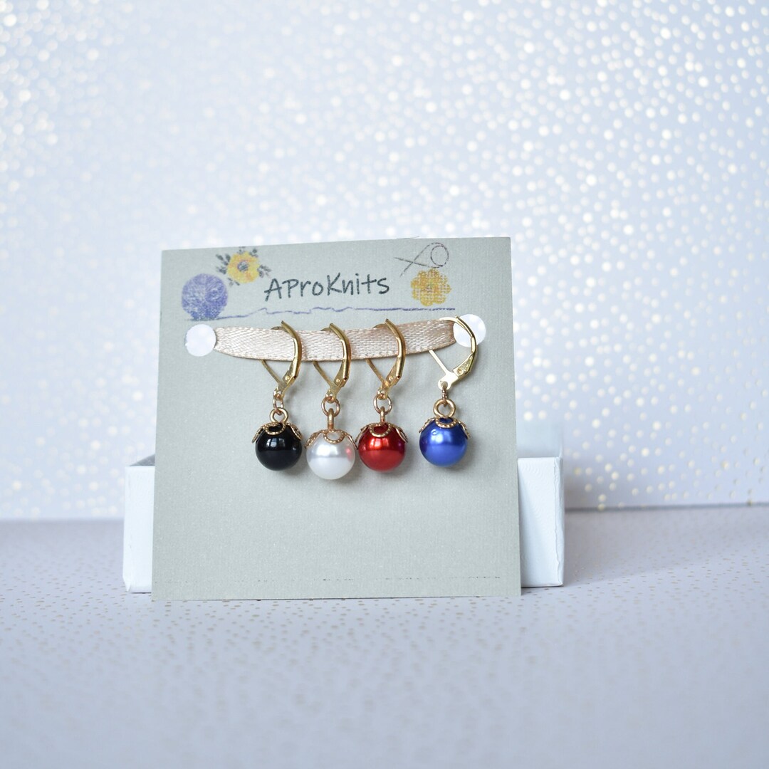 Colored Pearls Stitch Markers - Set of 4 | Knitting and Crochet Notions ...