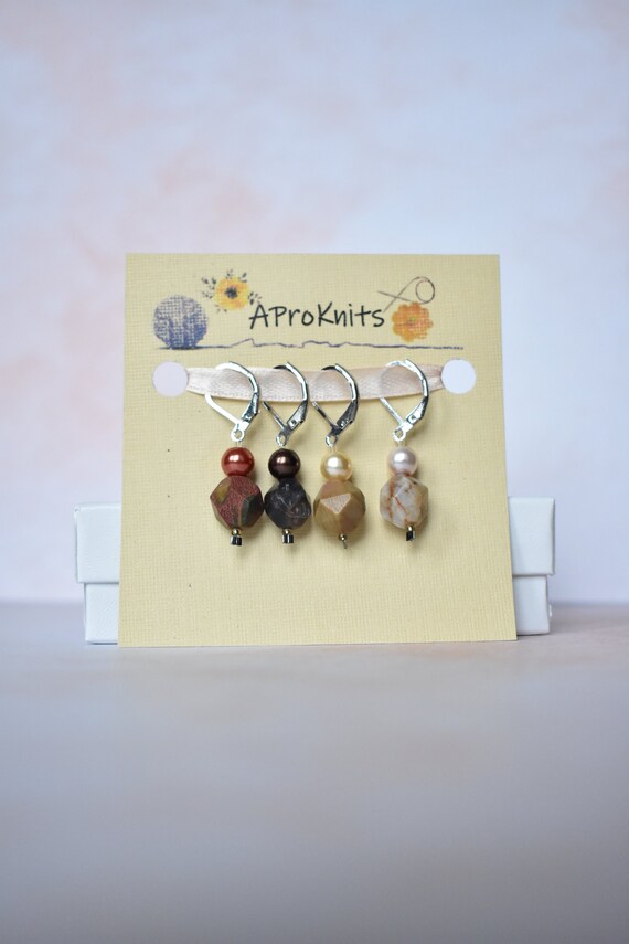 Picasso Jaspers Natural Stone Stitch Markers Set of 4 - Etsy