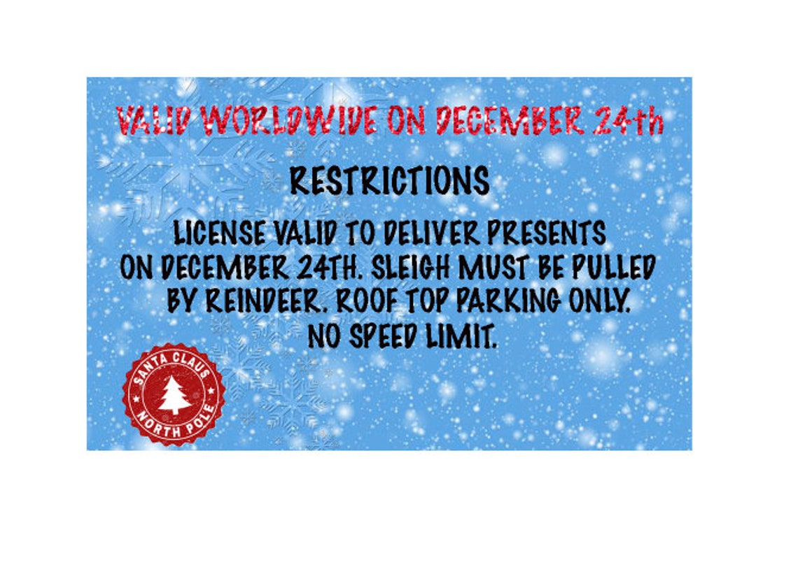 Santa Sleigh License/ Driver License PNG Digital PNG File for - Etsy