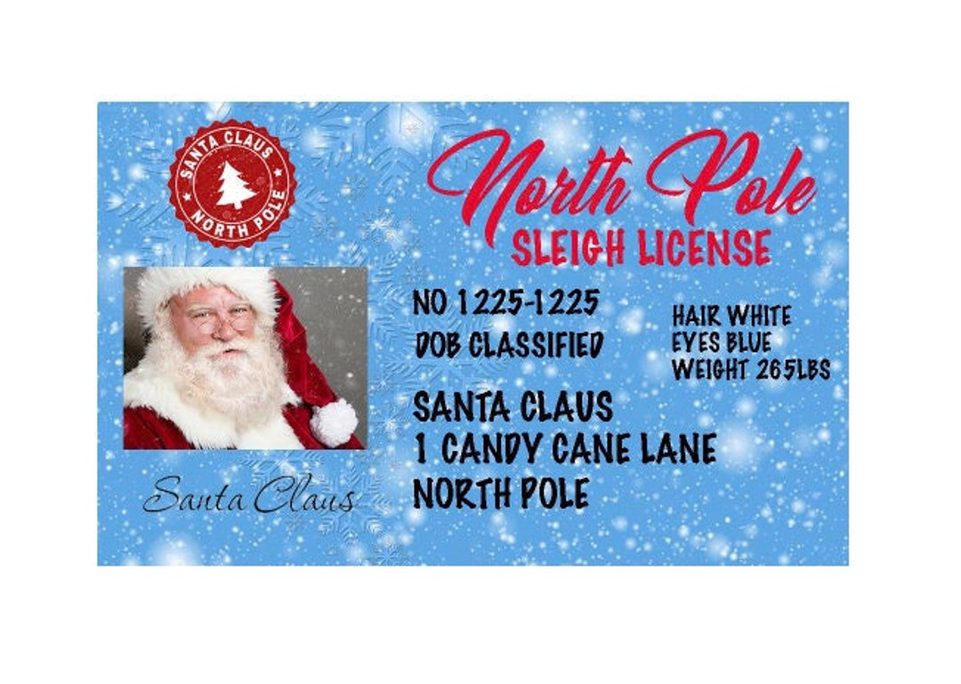 Santa Sleigh License/ Driver License PNG, Digital PNG File for Santa ...