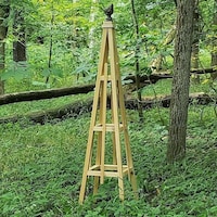 Wrought Iron 31" Ball Top Triangle Topiary Flower Trellis, Rustic ...
