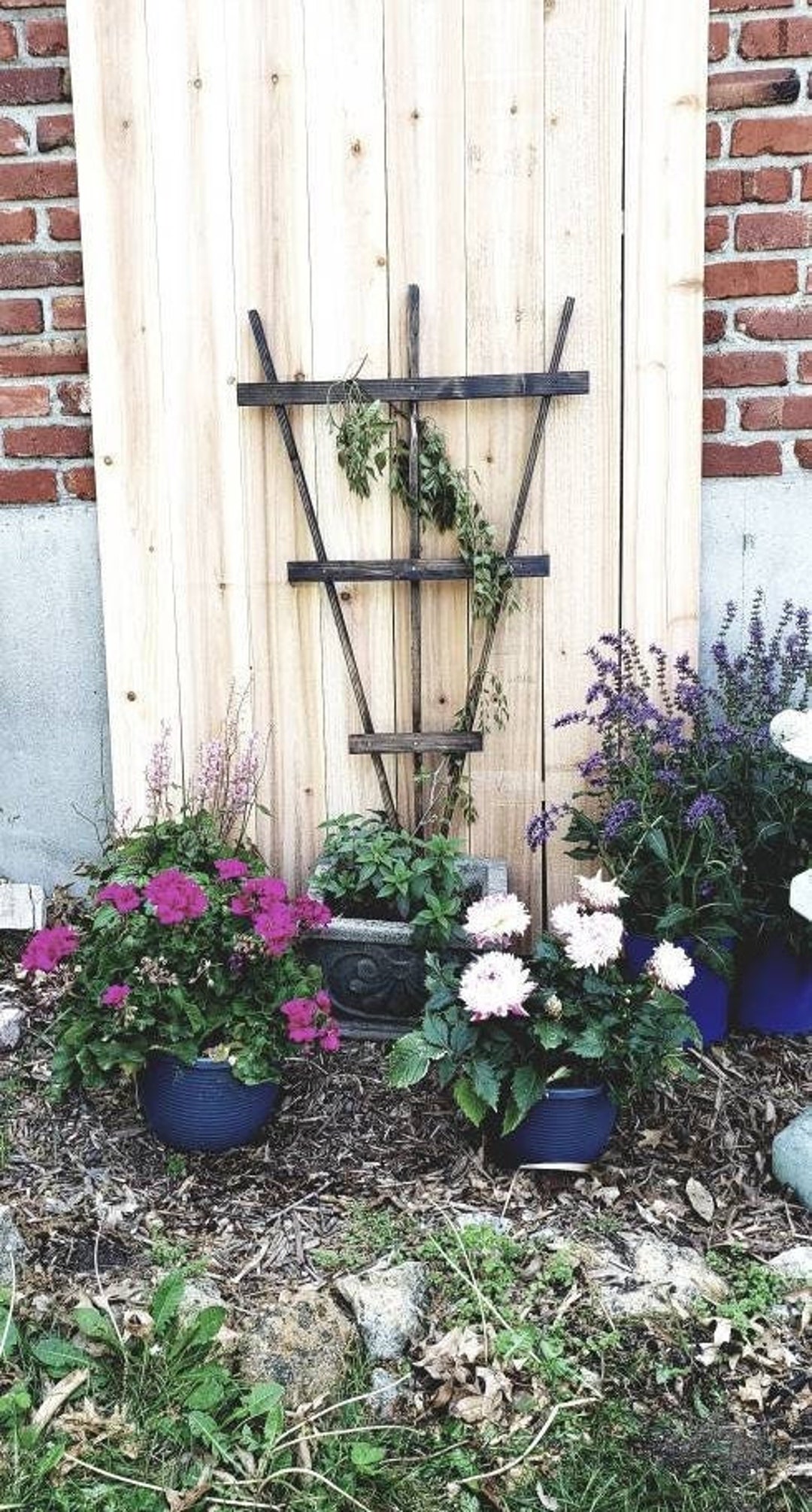 44" Wooden Garden Trellis With Optional Ground Stake - Etsy