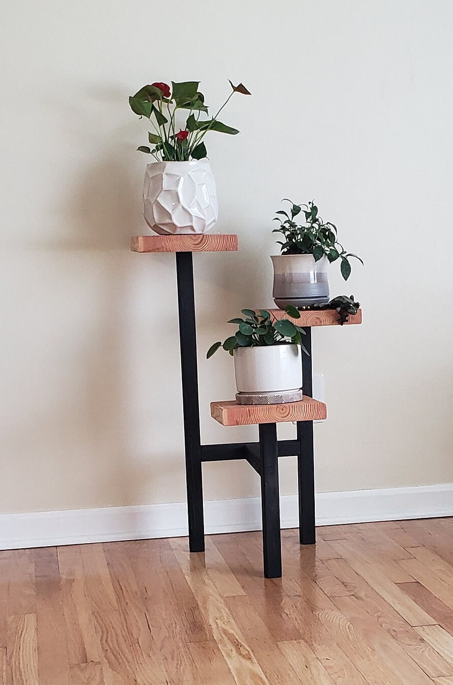 Plant Stand Gifts for Her 3 Tier Wood Plant Riser Pedestal Color and ...