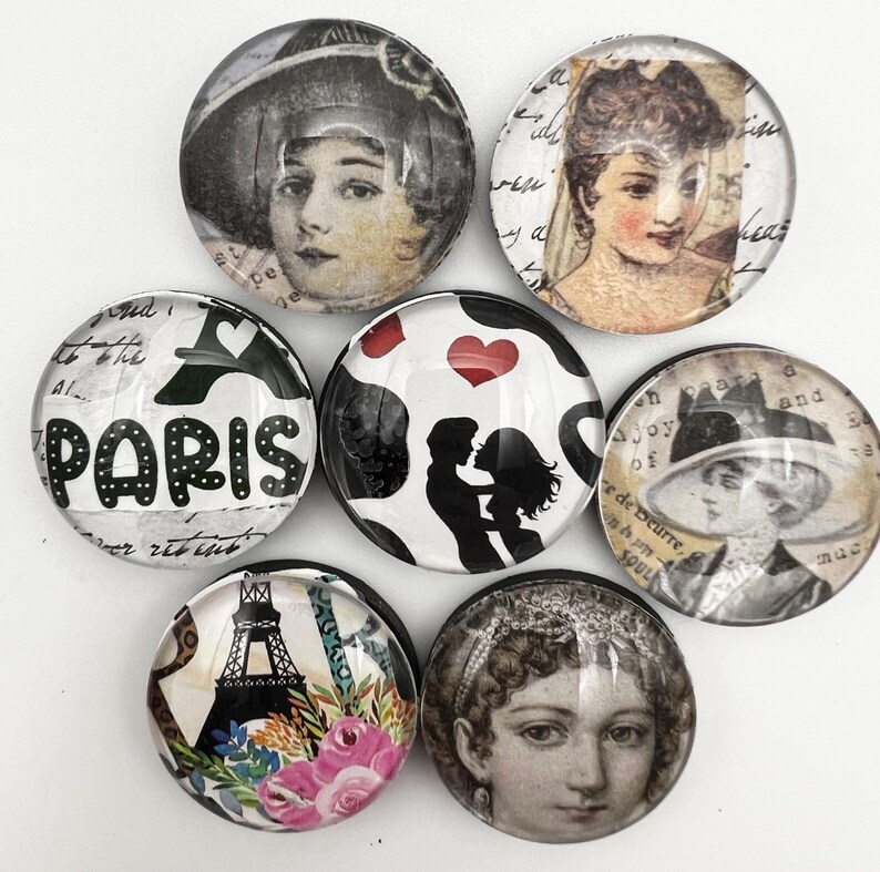 Vintage French Paris Magnets: Shabby Chic Glass Set of 3 - Etsy