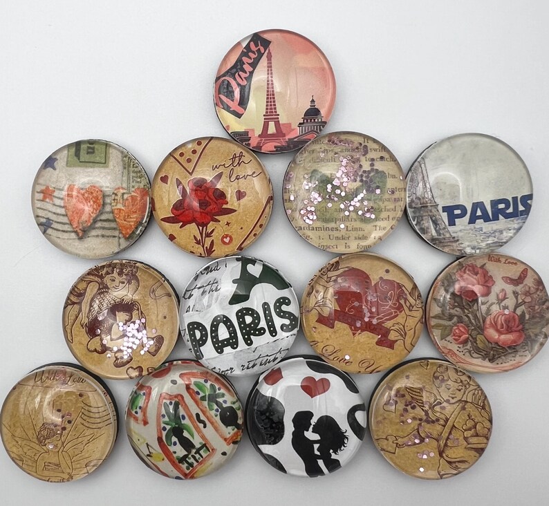 Vintage French Paris Magnets: Shabby Chic Glass Set of 3 - Etsy