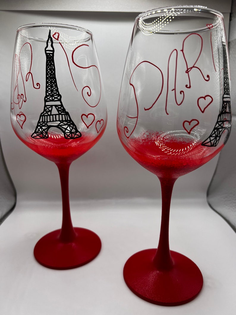 Eiffel Tower Paris Hand Painted Tall Wine Glass (ONE) - Etsy