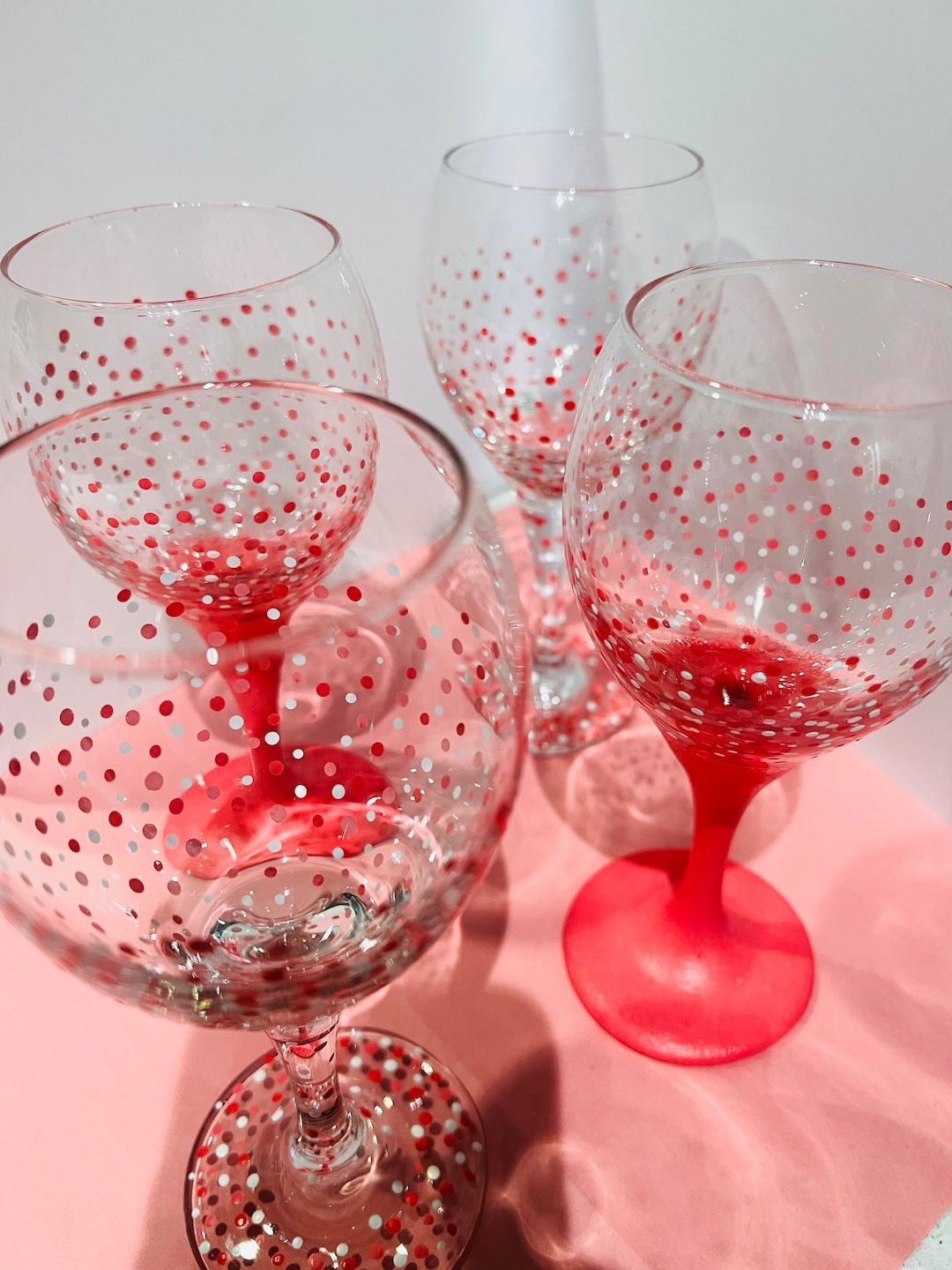 Hand-painted Pink Confetti Wine Glass: Fun Party Decor - Etsy