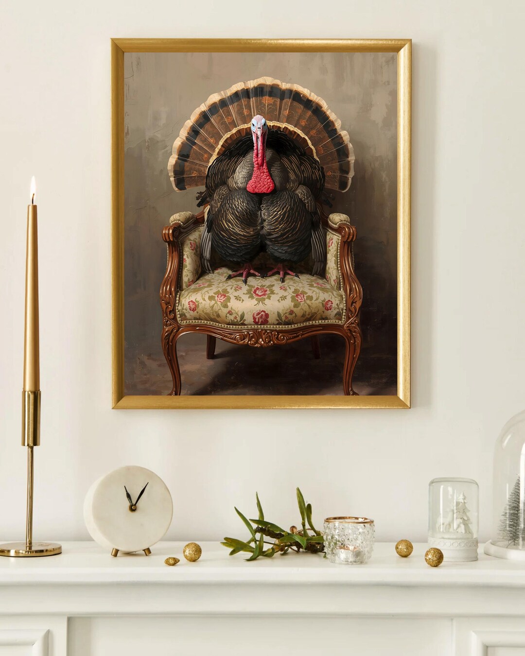 Regal Turkey Wall Art | Vintage Armchair Turkey Painting | Rustic ...