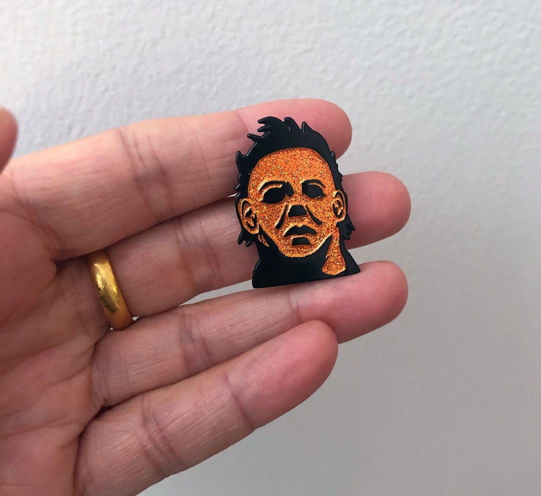 Halloween Inspired Orange GLITTER Michael Myers Soft Enamel Pin - Etsy