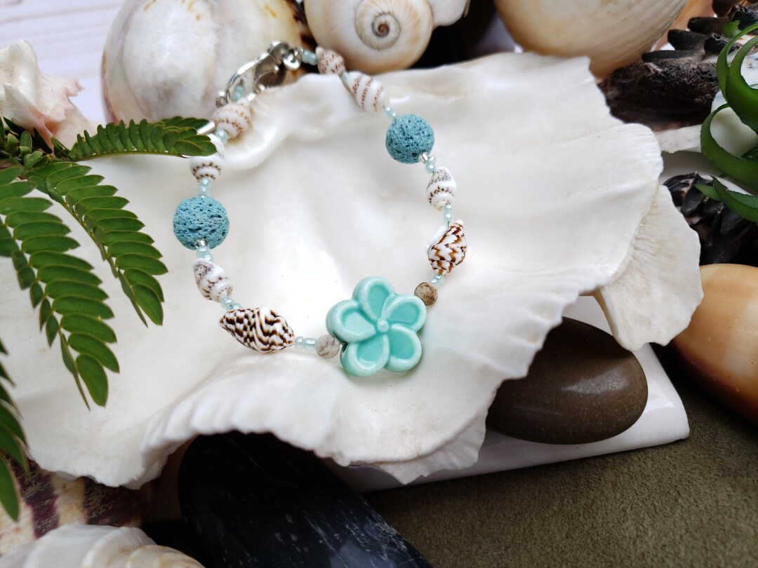 Shell and Lava Rock Beach Diffuser Bracelet - Etsy