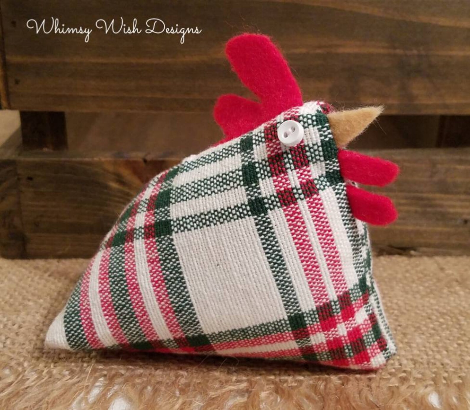 Pyramid Chicken / Green Red and White Plaid - Etsy