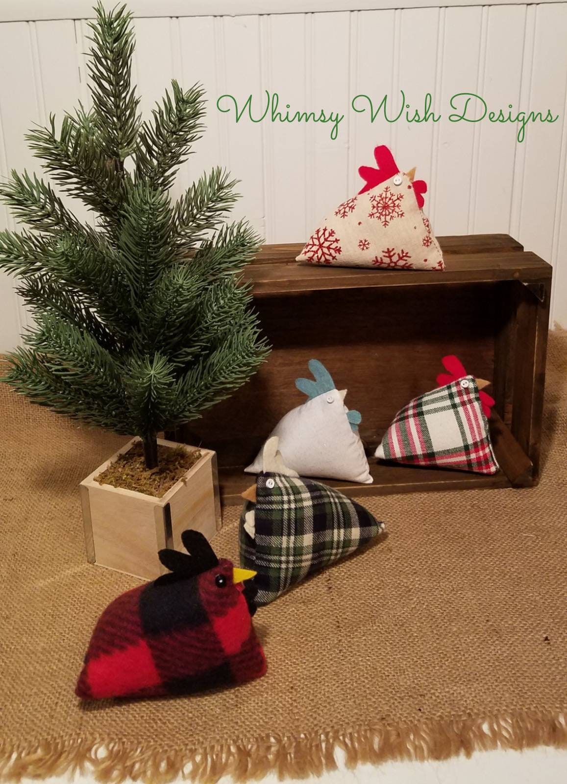 Pyramid Chicken / Green Red and White Plaid - Etsy
