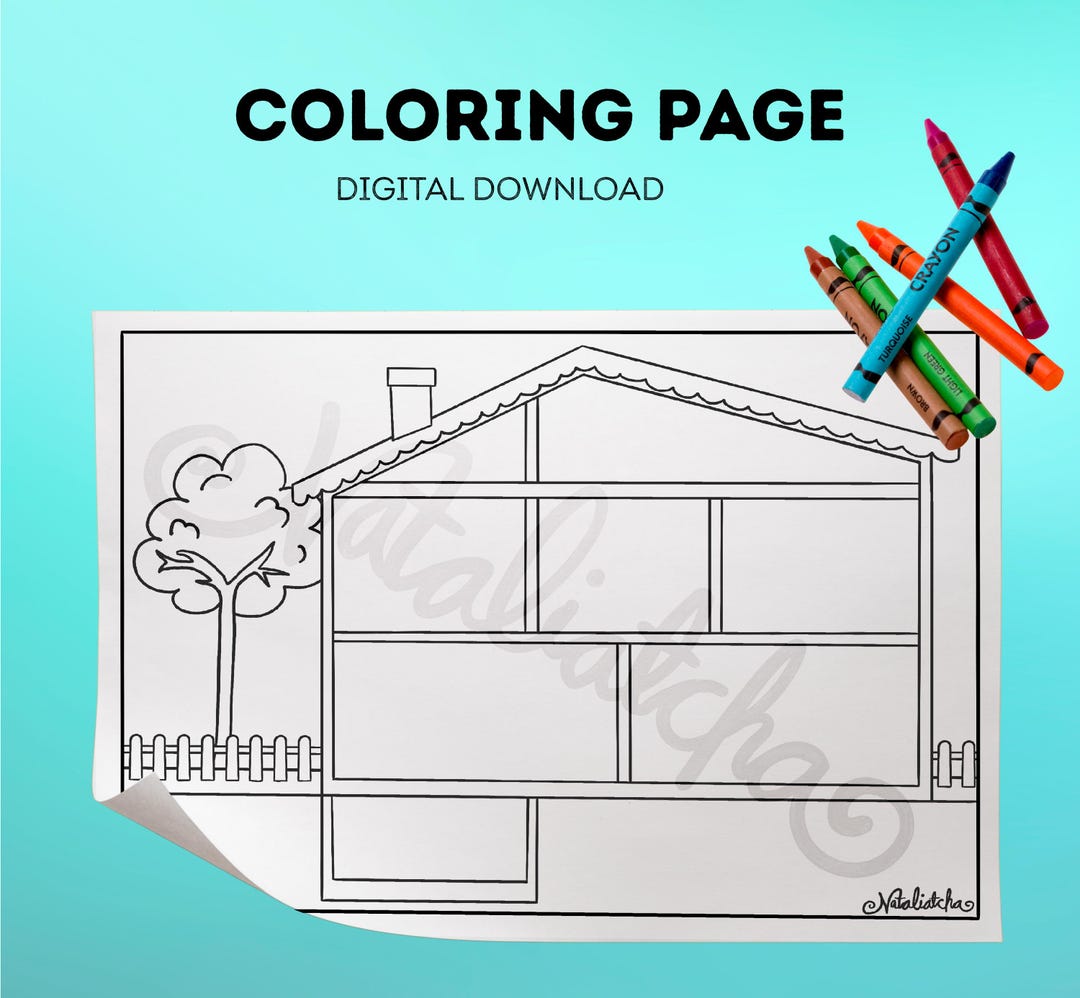 Empty House Coloring Page- Digital Download- Creativity Worksheet, Creative Exercise, Split ...