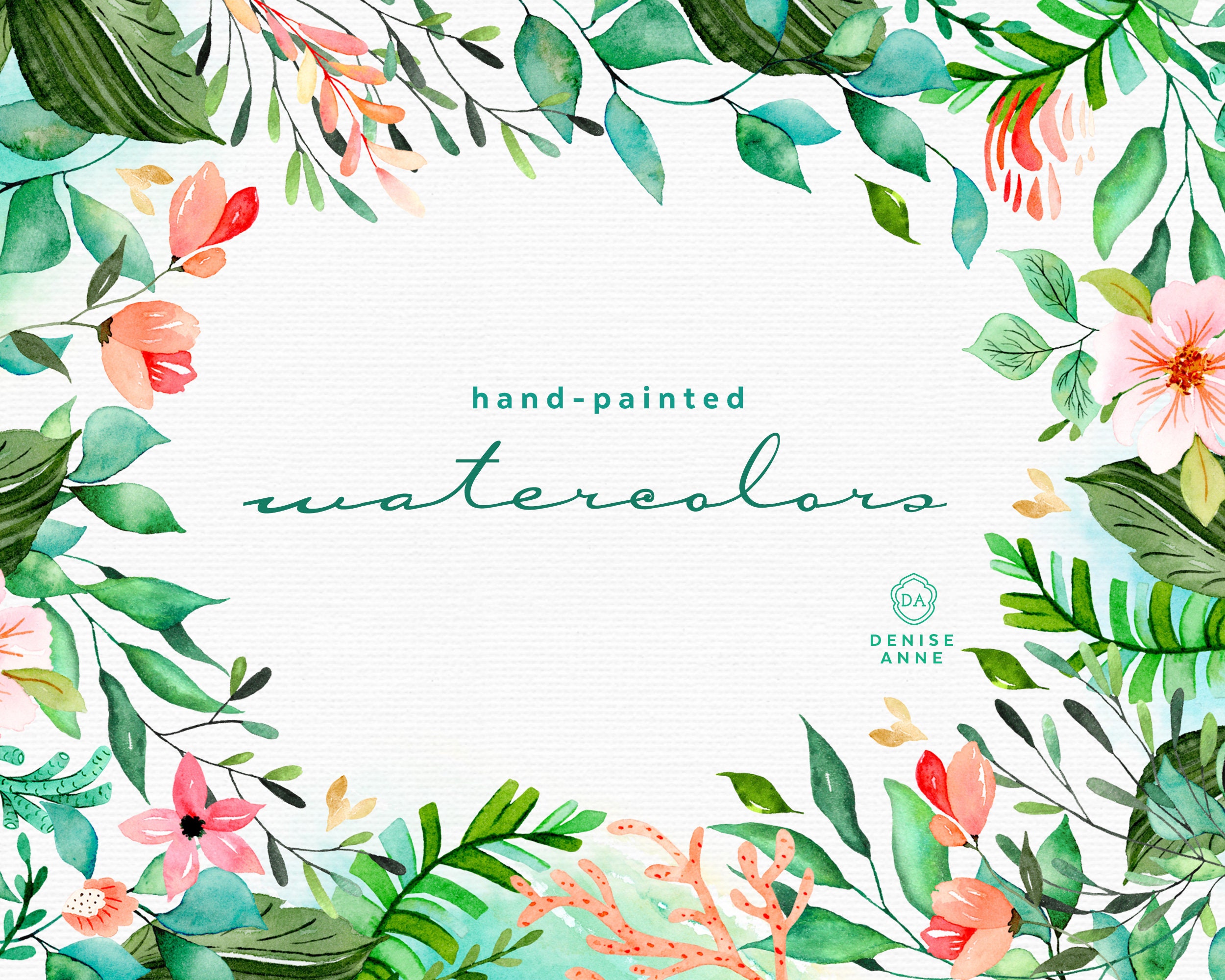 Tropical Flowers Clipart Watercolor Floral Summer Clipart - Etsy