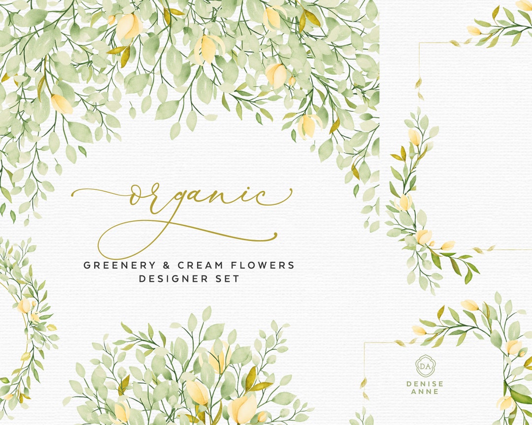 Watercolor Greenery Clipart Watercolor Wreaths Garden Clipart - Etsy