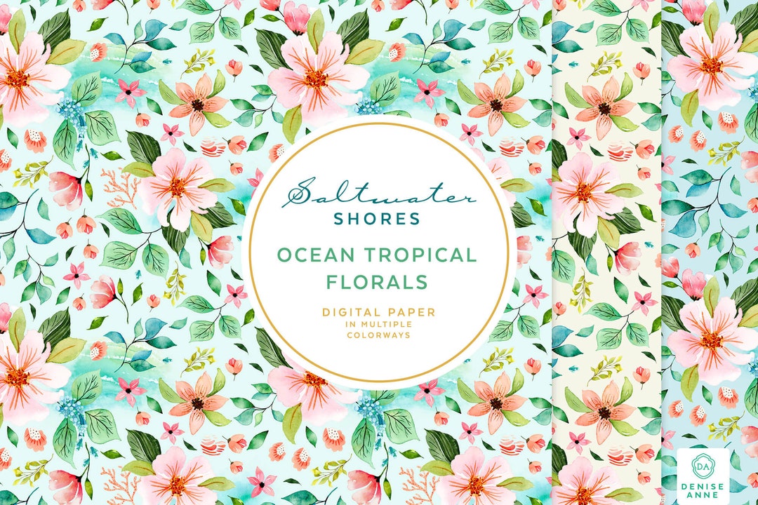 Watercolor Tropical Floral Digital Paper Summer Digital Paper - Etsy