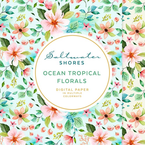 Tropical Pink Digital Paper Floral Paper Summer Pattern - Etsy