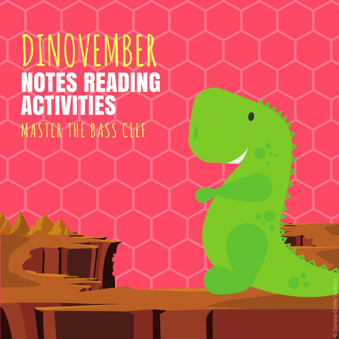 Dinovember Notes Reading Activities Master the Bass Clef - Etsy
