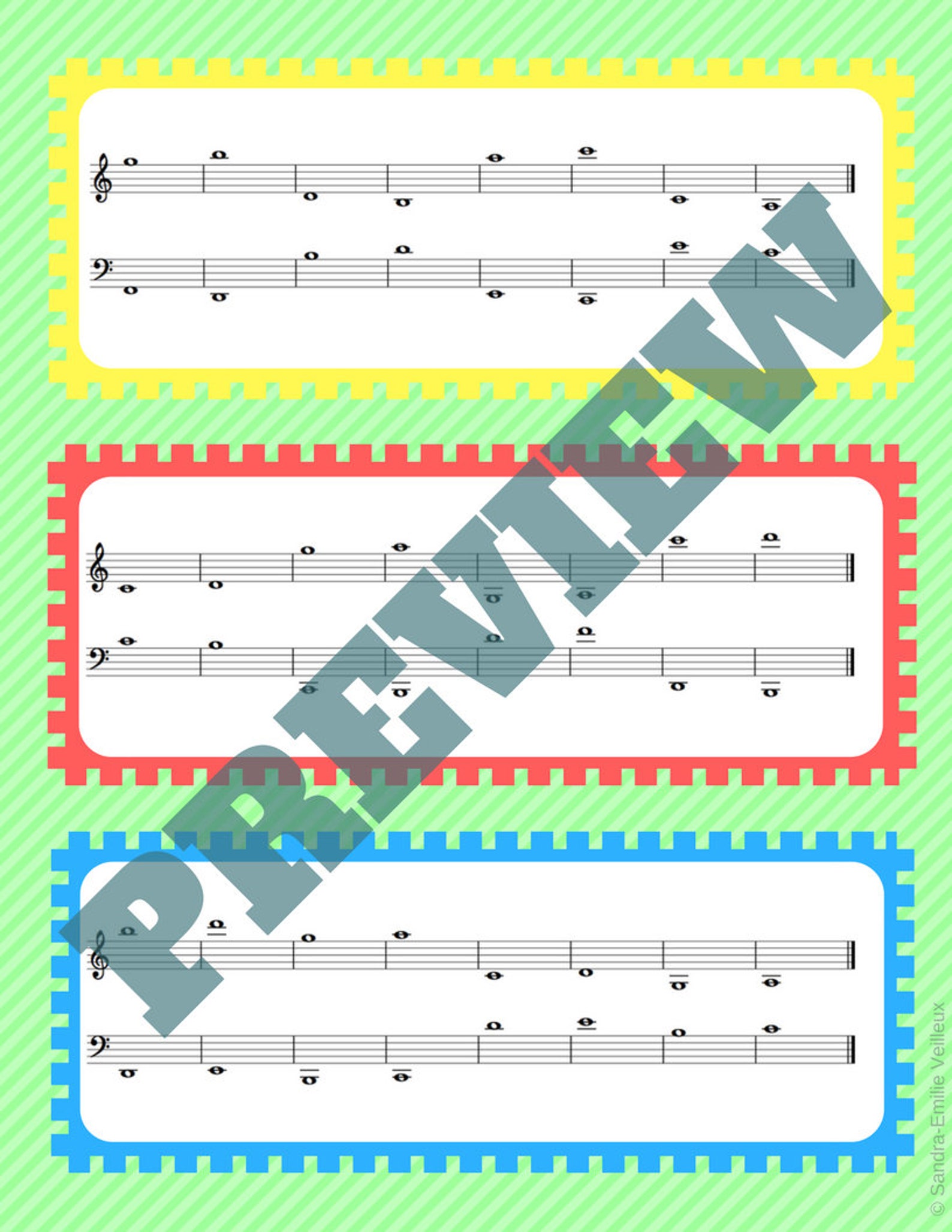 Note Identification - Treble Clef and Bass Clef - Etsy