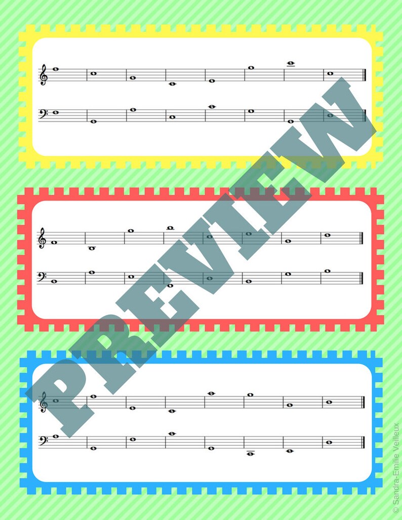 Note Identification - Treble Clef and Bass Clef - Etsy
