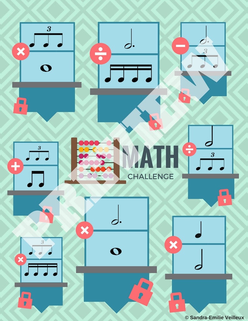 Music Rhythms - Math Challenge - Etsy