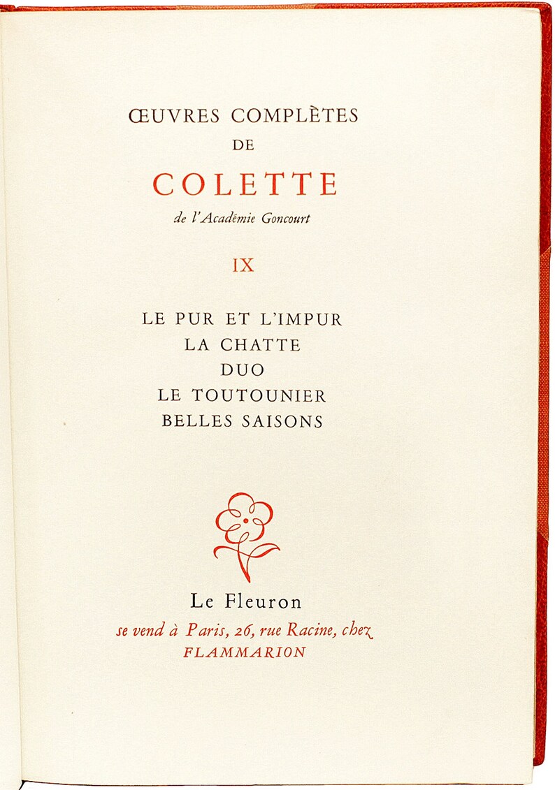 COLETTE, Sidonie-gabrielle. Oeuvres Completes De Colette. (the Complete ...