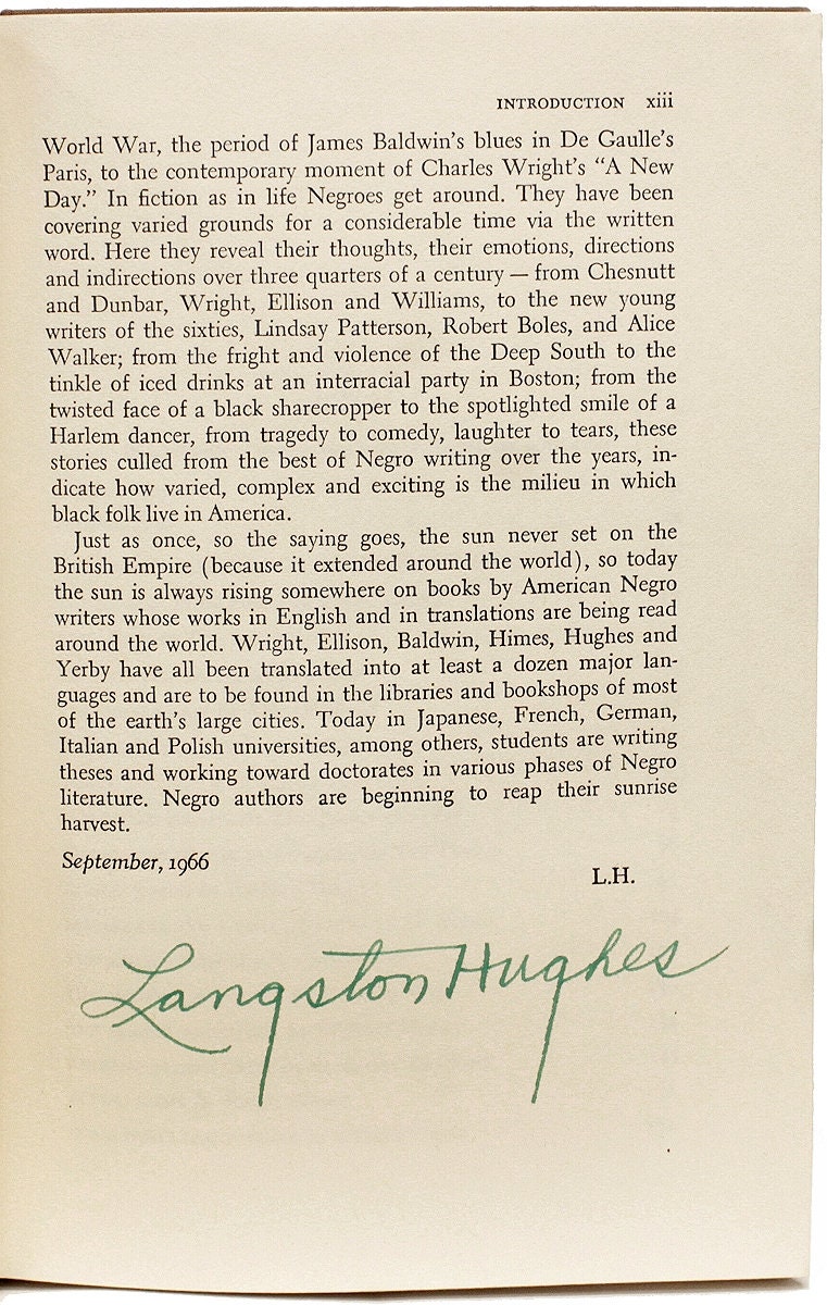 HUGHES, Langston. the Best Short Stories by Negro Writers. (1967 ...