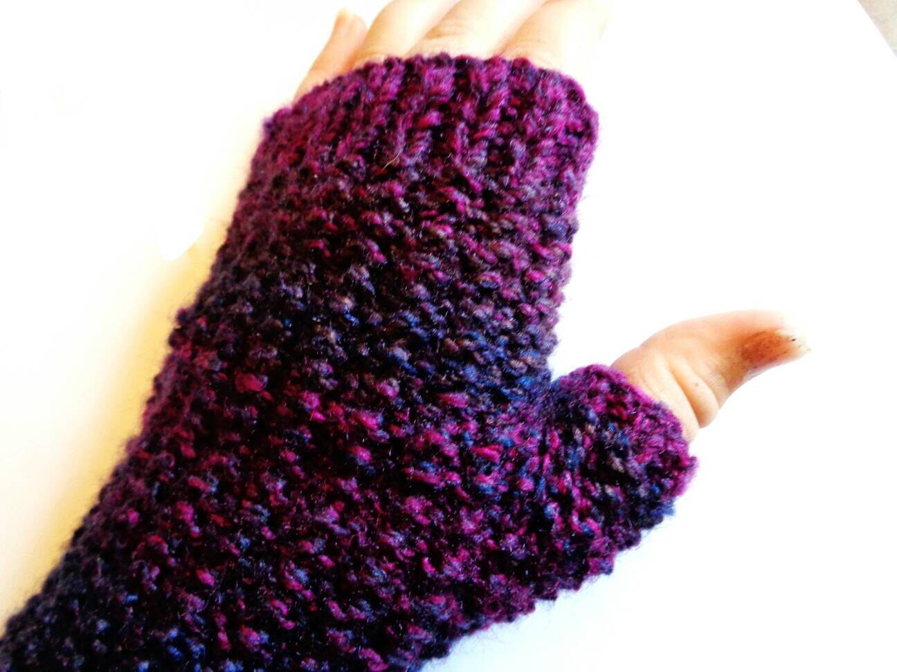 Purple Ombré Fingerless Mittens Hand Knit Arm Warmers Winter - Etsy ...