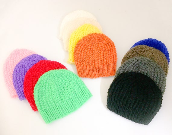 Reversible Rice Stitch Beanie Hat Pattern Reversible Baby | Etsy UK