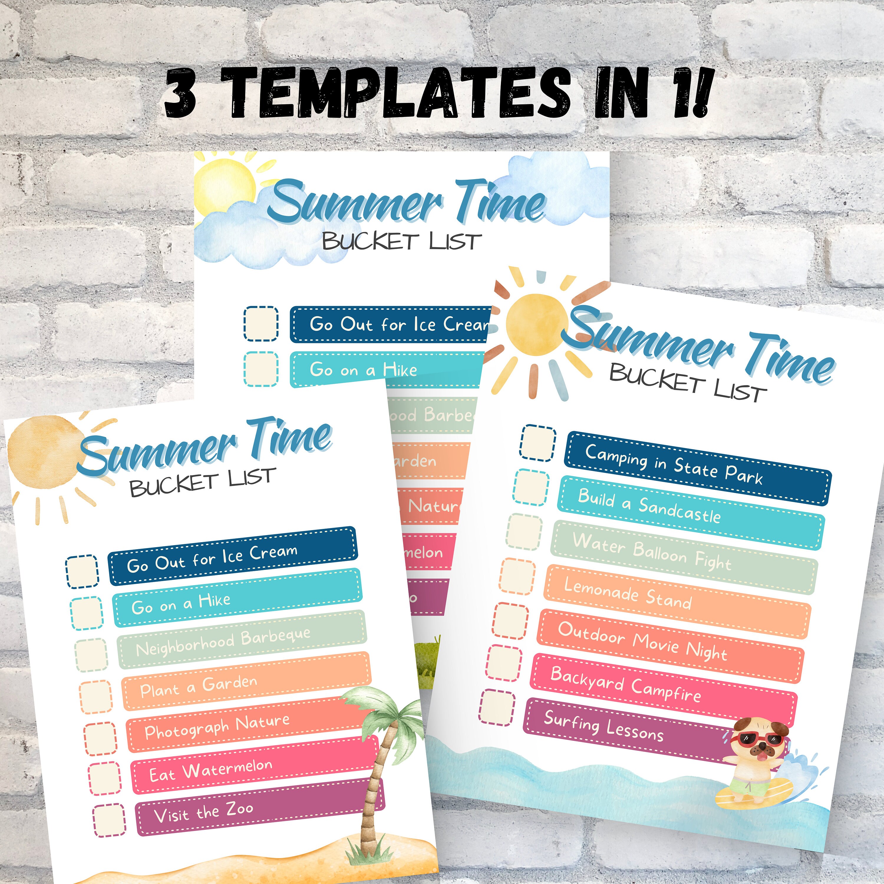 DIGITAL Kids Summer Bucket List and Calendar Kids Calendar Chart Kids ...