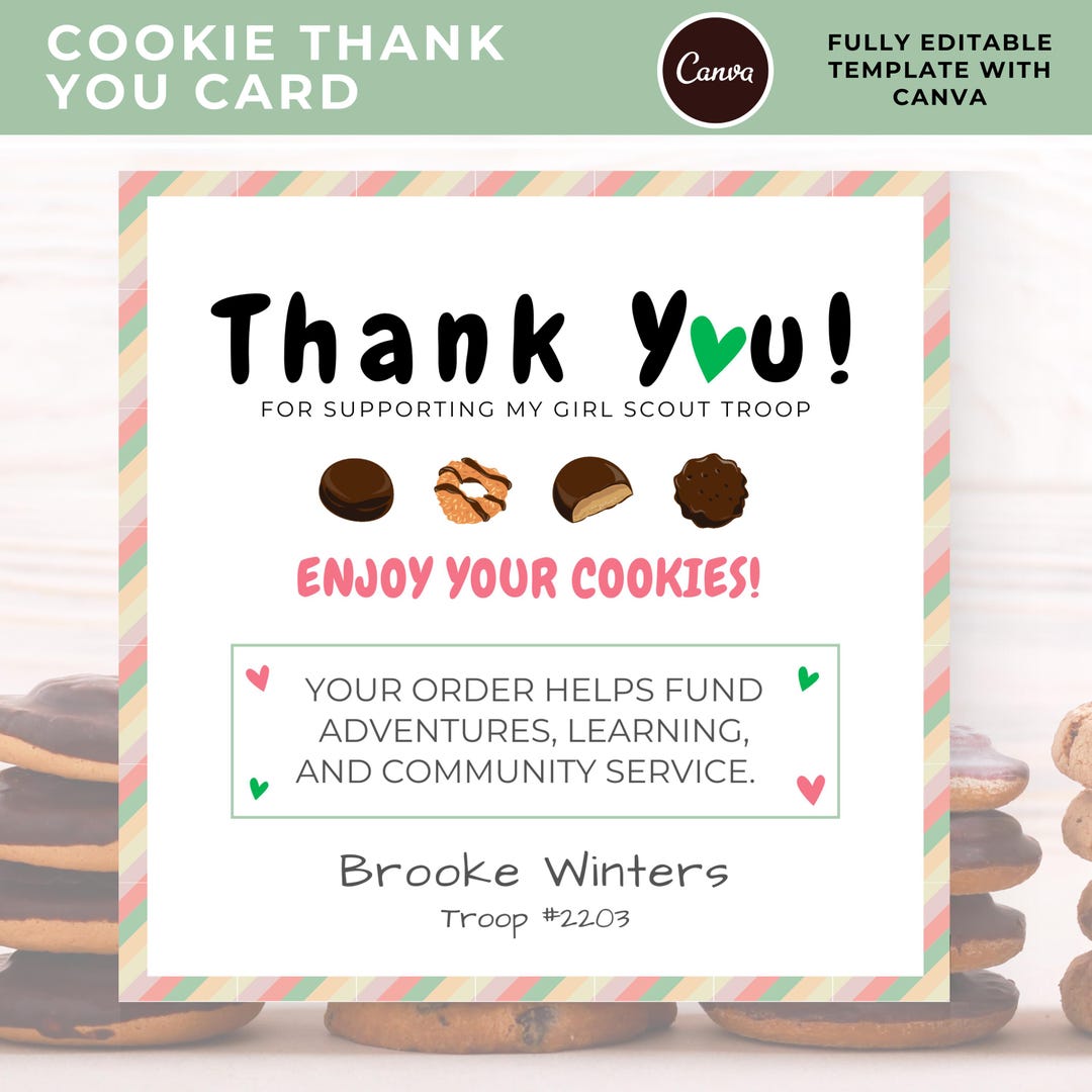 DIGITAL Scout Cookies Thank You Tags | Thank You Tags | Scout Gift Tags ...