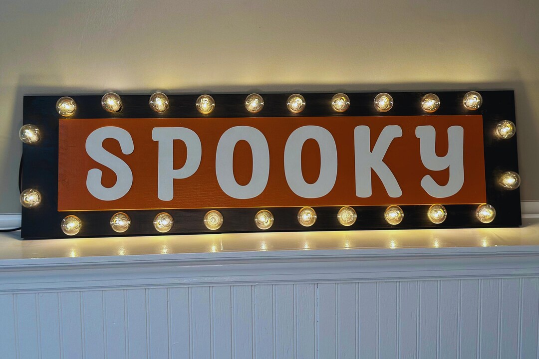 Spooky Light up Sign | Halloween Sign | Spooky Porch Decor | Yard Decor ...