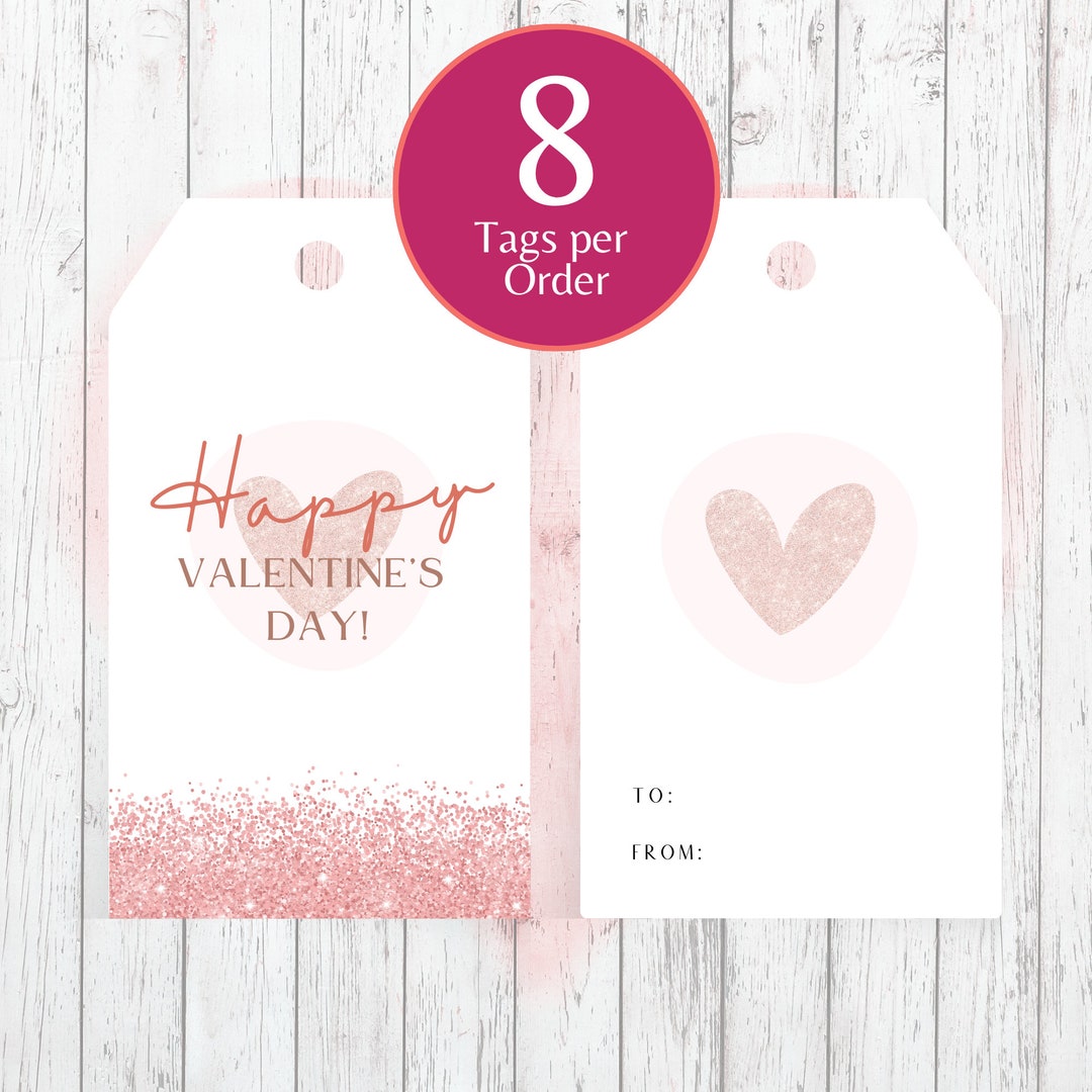 Happy Valentine's Day Gift Tags Heart Gift Tags Hearts Tags Valentine's ...