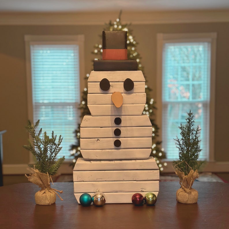Farmhouse Wood Snowman | Porch Decor | Weathered Snowman | Holiday ...