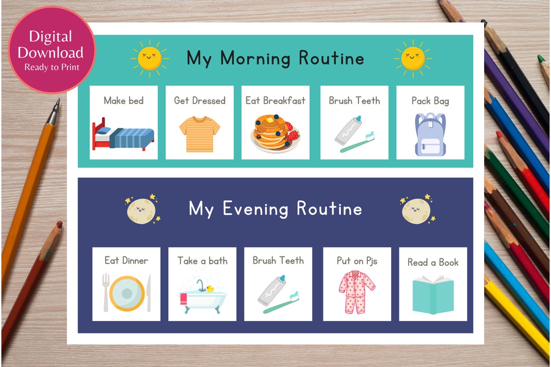 DIGITAL Kids Routine Chart Routine Chart Kids Daily Checklist Routine ...