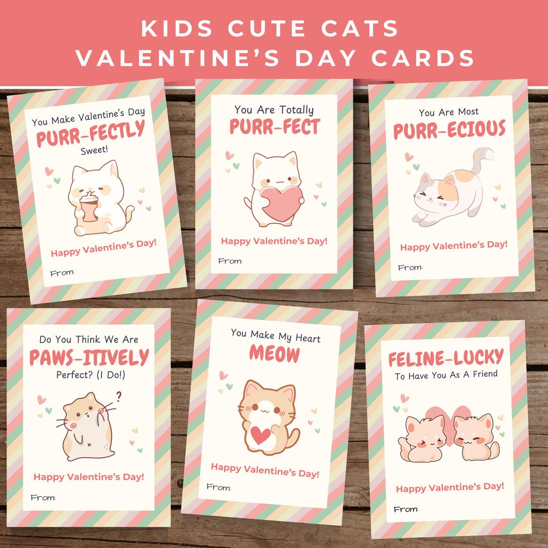 Cat Valentine's Day Cards | Kitten Valentine's Cards | Printable ...
