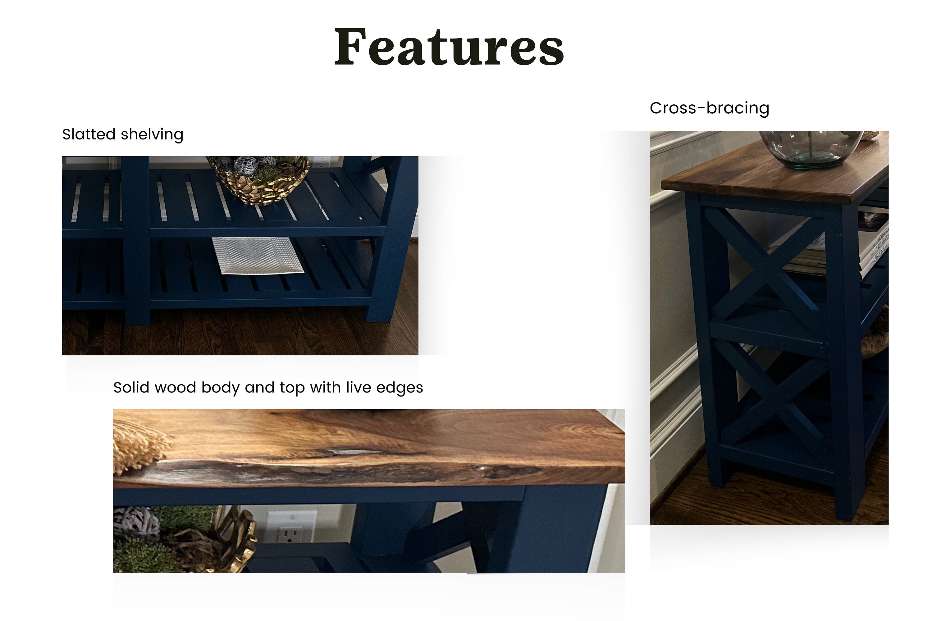 Farmhouse Console Table Modern Rustic Console Table Entertainment ...