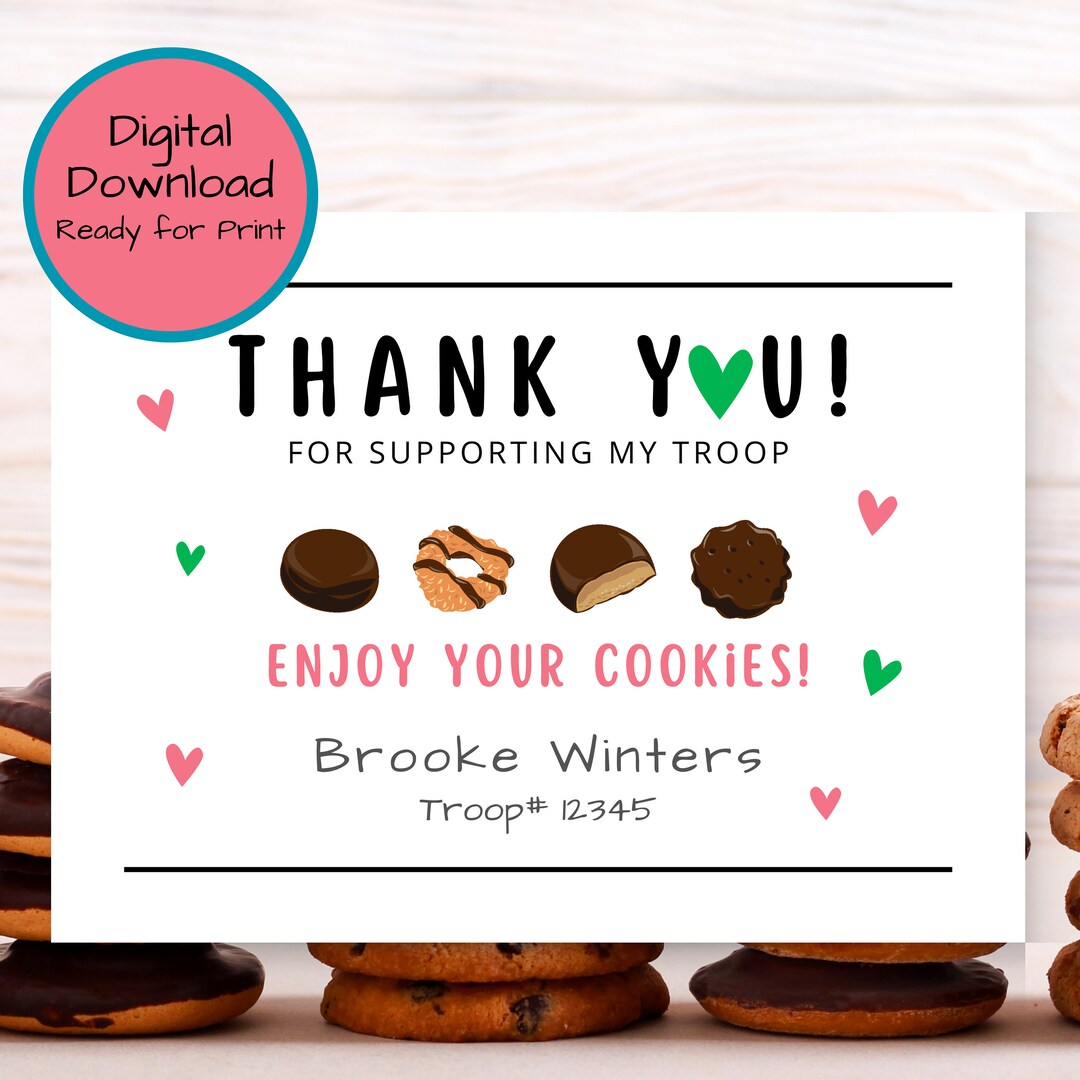 DIGITAL Scout Cookies Thank You Tags | Thank You Tags | Scout Gift Tags ...