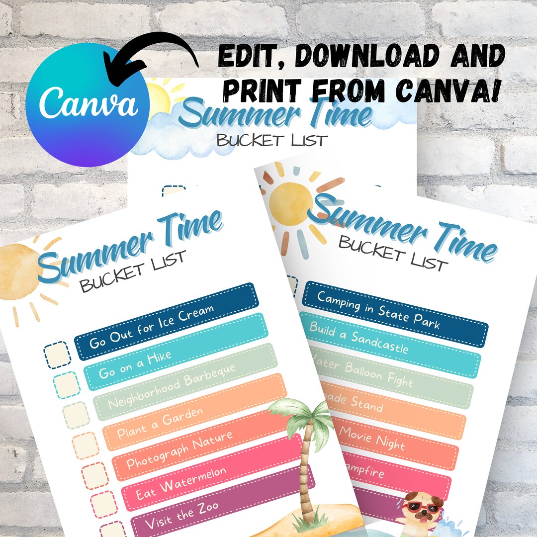 DIGITAL Kids Summer Bucket List and Calendar | Kids Calendar Chart ...