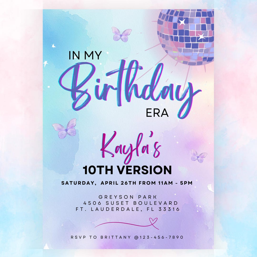 ERAS TOUR BIRTHDAY Invitation | in My Birthday Era Party Invitation ...